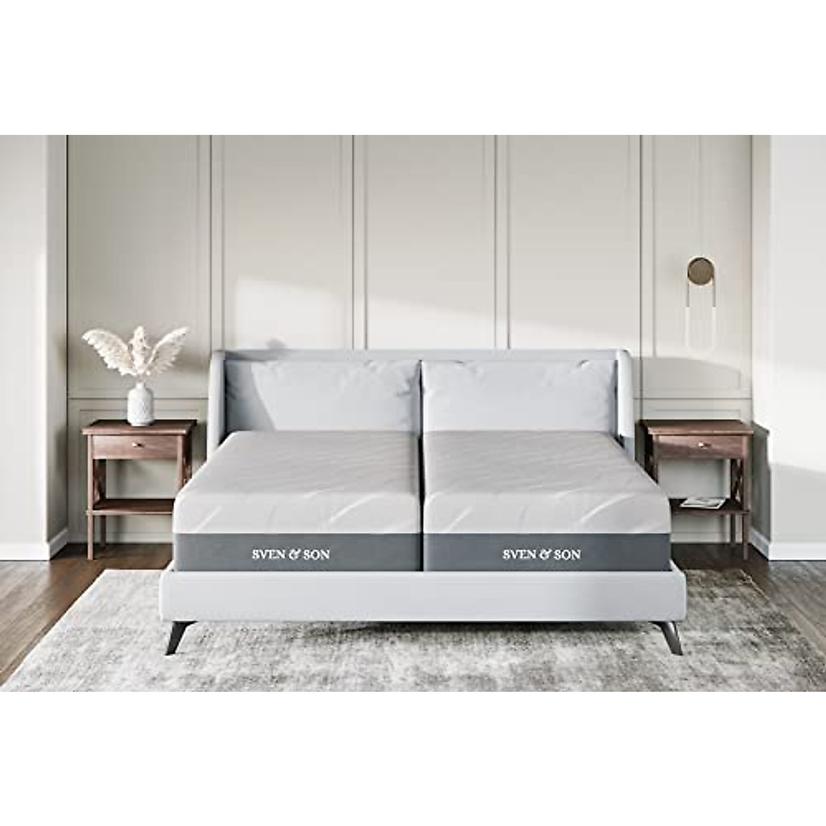 Sven & Son Split California King Mattress, Bed in A Box, 12" Luxury Cool Gel Memory Foam, Pressure Relief & Support, 10" Year Warranty, Designed in USA (Split Cal King, Mattress Only 12" Medium)