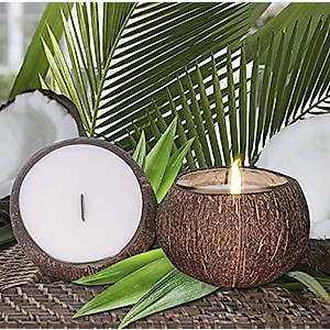 Coconut Bowl Candle – 14oz Premium Soy – Wood Wicked Coconut Scented Candle – Natural Coconut Shell – Eco Friendly – Ideal for Home and Beach Décor – Aromatherapy Candle