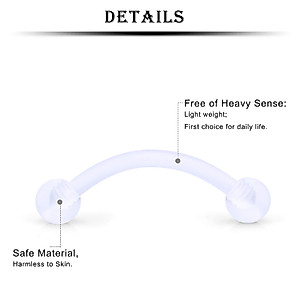 Kridzisw 16G Clear Plastic Eyebrow Rings Rook Daith Earring Bioflex Acrylic Curved Barbell Vertical Lip Labret Cartilage Helix Belly Snake Frog Eye Tongue Nipple Piercing jewelry Sport Work Retainer