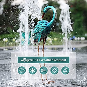 Chisheen Crane Garden Statues, Metal Garden Crane Outdoor, Blue Heron Sculpture Metal Yard Art, Large Garden Heron Decoy, Bird Statues, Lawn Ornaments for Backyard Pond Patio Porch Outside Decorations