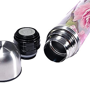sdfsdfsd 17 oz Vacuum Insulated Stainless Steel Water Bottle Sports Coffee Travel Mug Flask Genuine Leather Wrapped BPA Free, Carnation Bossom Bloom Pink Flower