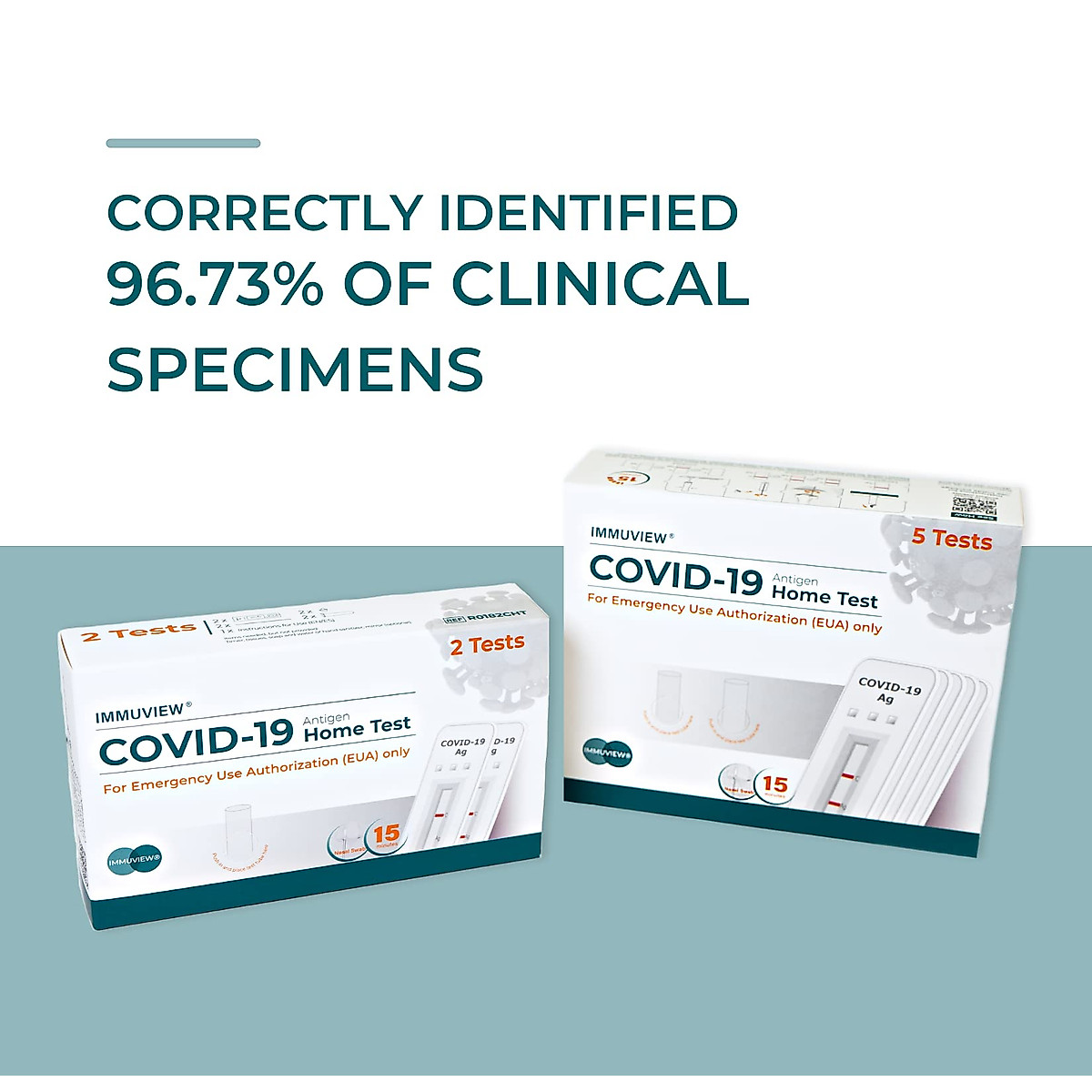 ImmuView COVID-19 Antigen Home Test, FDA EUA at-Home Self Test, Non-invasive Nasal Swab, Easy to Use & Results Within 15 Minutes (1 Pack, 5 Tests Total)