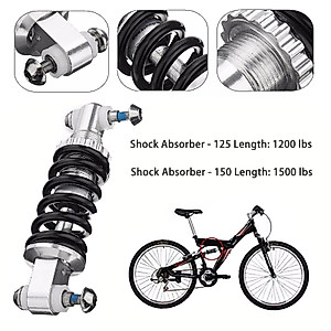 VLUOO Mountain Bike Rear Shocks Strong and Durable Bicycle Rear Suspension Shock, Rear Bike Shock Absorber with Two Screws for Outdoor Cycling, Shock Absorber 125mm