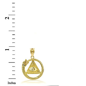 Certified 10k Yellow Gold Ouroboros Snake The eye Of Horus/Ra All Seeing Eye Pendant