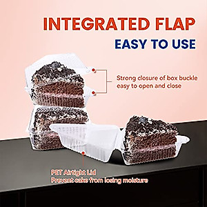 DODHEG 120 PCS Plastic Cake Containers, Clear Hinged Plastic Containers, Clear Plastic Take out Containers, with Bring 120 Sealing Stickers, for Home Bakery and Cafe (5.5x4.2x3 inches) Triangles.