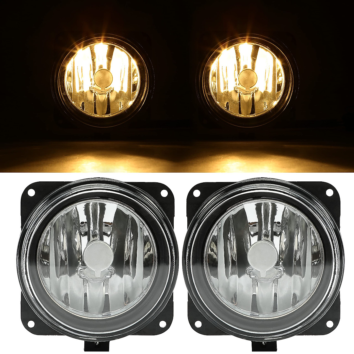 HECASA Fog Lights Bulbs Compatible with 2000-2004 Ford F-150 F150 Harley Davidson Left Right Pair Clear