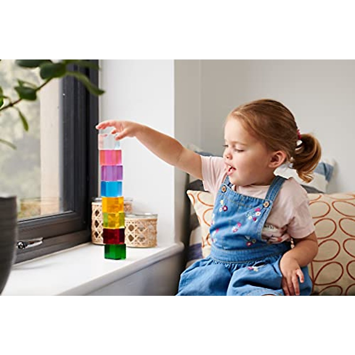 TickiT Perception Cubes - Set of 8 - Assorted Colors - Transparent Manipulatives for Visual Sensory Play - Observe Light and Color-Mixing - Light Panel Accessory