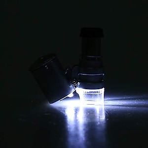 Mini 60X LED Microscope, Pocket Microscope Magnifier Microscope UV Currency Detector, for Jeweler Adjustable Magnifier