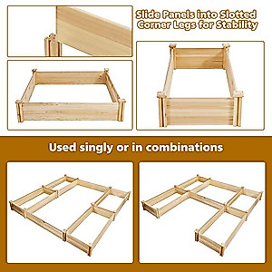Giantex U-Shaped Raised Garden Bed, Wood Raised Garden Planter Box for Vegetables and Flowers, Easy Assembly, Garden Container for Backyard, Patio, Balcony (92.5" Lx95 Wx11 H)