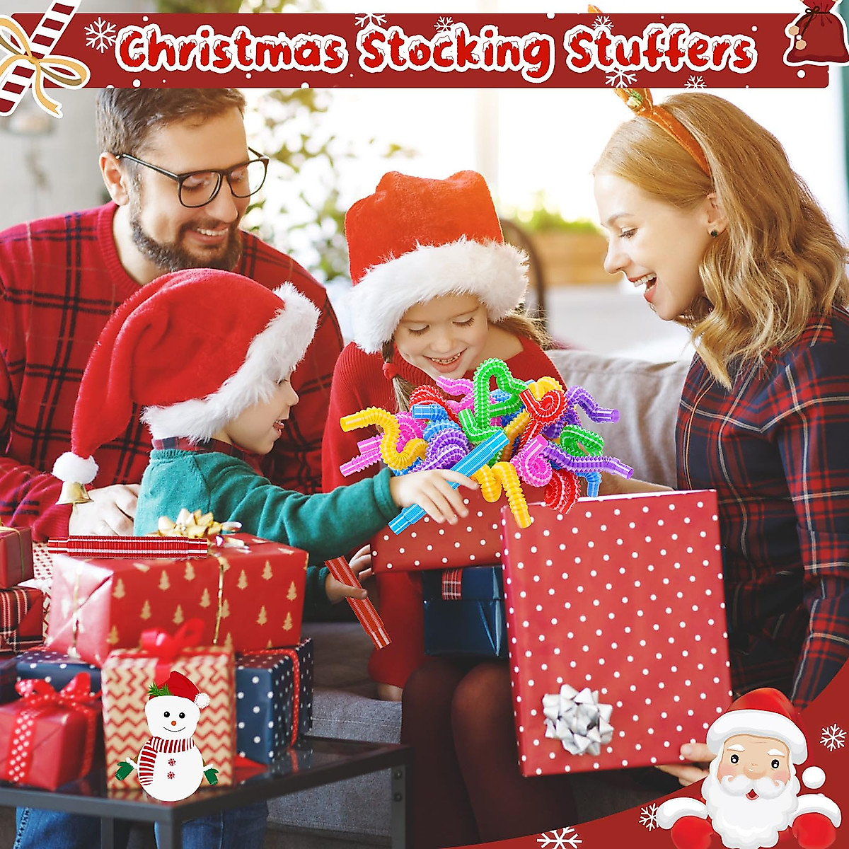 Gigilli 36 PACK Pop Tubes Fidget Toys for Toddlers 1-3, Valentines Day Gifts for Kids Classroom Party Favors for Kids 4-8, Fidget Toys for ADHD Autism, Birthday Goodie Bag Stuffers Classroom Prizes