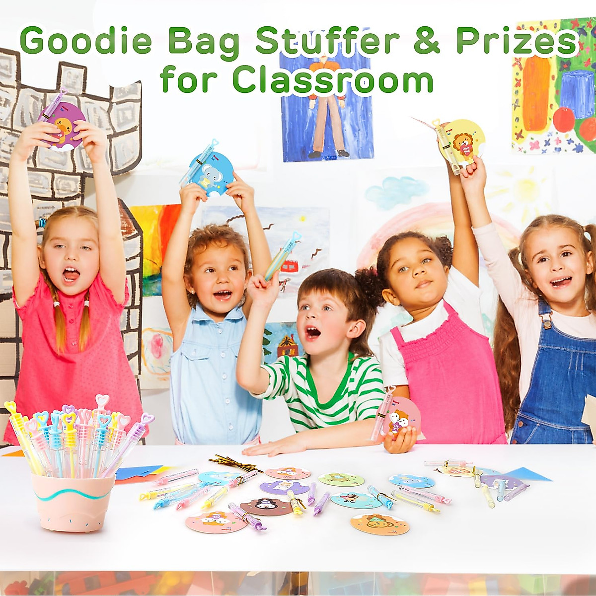 TOY Life 36 Bubbles Party Favors for Kids Mini Bubble Wands Bulk with Gift Cards Bubble Maker Kids Goodie Bag Stuffer for Classroom Wedding Birthday Party Decoration Easter Basket Stuffers for Kids