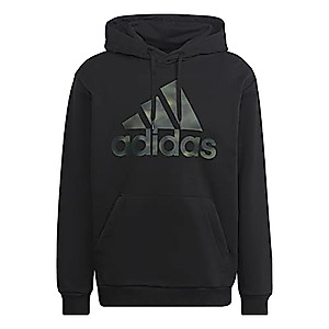 adidas Men's Essentials Camouflage Printed French Terry Hoodie, Black, X-Large