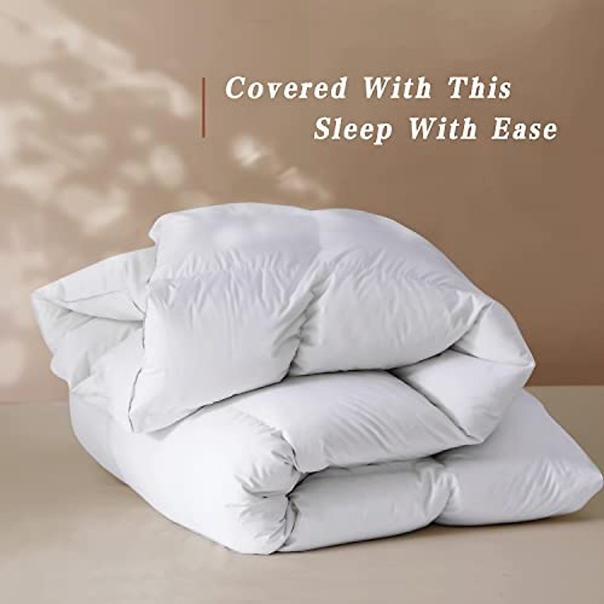 zzlamb Lightweight Down Feather Comforter Queen Size, All Season Medium Warm Down Duvet Insert Fluffy Down Blanket, Soft Cotton-Blended Shell Down Proof Duvet with Corner Tabs, 90x90 inches White