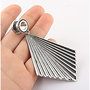 Pierced Republic Dangling Large Pendant Ear Gauges - Pair of Stainless Steel Screw-On Ear Plugs - 6 Size Options (9/16" (14mm))