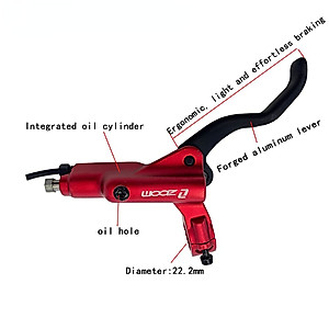 Four Pistons E-Bike Hydraulic Brake Set HB-876E 850/1550mm Sensor Control Disc Brake Power Off for Electric Scooter Brake Electric Bicycle Brake Set (Red+Disc)