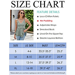 Feager Women Lace V Neck Chiffon Tank Top Spaghetti Strap Cami Sleeveless Shirts Black XL