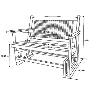 Shine Company 4215WT Torrey Outdoor 2 Person Glider Loveseat | Patio Glider Bench for Indoor/Outdoor – White