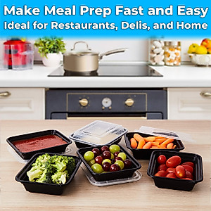Pro Grade, BPA Free Plastic Containers with Lids, 25ct. 12oz, Leakproof, Microwavable Portion Container for To-Go Orders, Food Prep and Storage. Reusable Bento Boxes for Restaurant, Cafe and Catering