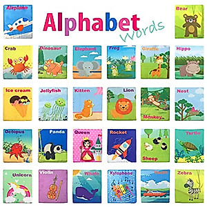 26 Pieces Soft Alphabet Cards with Cloth Storage Bag for Babies Infants, Toddlers and Kids ABCs Learning Flash Cards, Best Early Educational Toys for 0 1 2 3 Years Old Boys and Girls