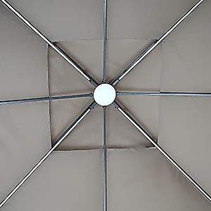 Morhome Patio 9.8ft.l X 9.8ft.w Gazebo with Extended Side Shed/Awning and Led Light in Brown Modern Contemporary Square Metal