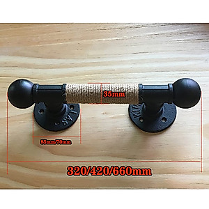 LSXIAO-Wall Art 2 Pack Door Pull Handle, Retro Ball Pipe Carbon Steel Hemp Rope Weave with Self-Tapping Screws for Sliding Wood Door, Gate Shed, Garage, Barn Door, Gate Garage Shed Hardware