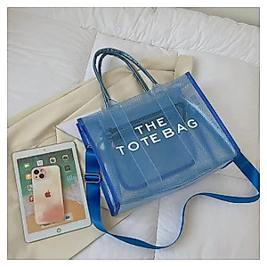 Clear Tote Bag for Women - Small PVC Transparent the Tote Bag See Through Shoulder Crossbody Bag Handbag Blue
