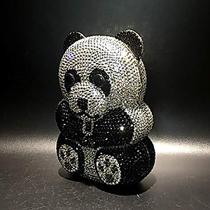 Panda Shaped Handbag Purse Women Diamond Clutch Animal Shaped Bling Evening Bag