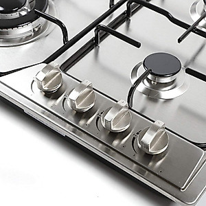 23 Inch Gas Cooktop 4 Burners Gas Stove gas hob stovetop, LPG/NG Gas Cooktop, Stainless Steel Cooktop 5 Sealed Burners Cast Iron Grates Built-in Gas Stove Top Protection (4 Burners Gas Cooktop A)