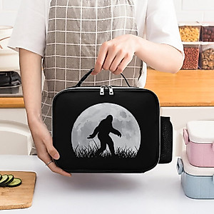 Funny Bigfoot Sasquatch Full Moon Insulated Lunch Tote Bag Durable Lunch Box Container with Detachable Buckled Handle for Office Work Picnic Travel