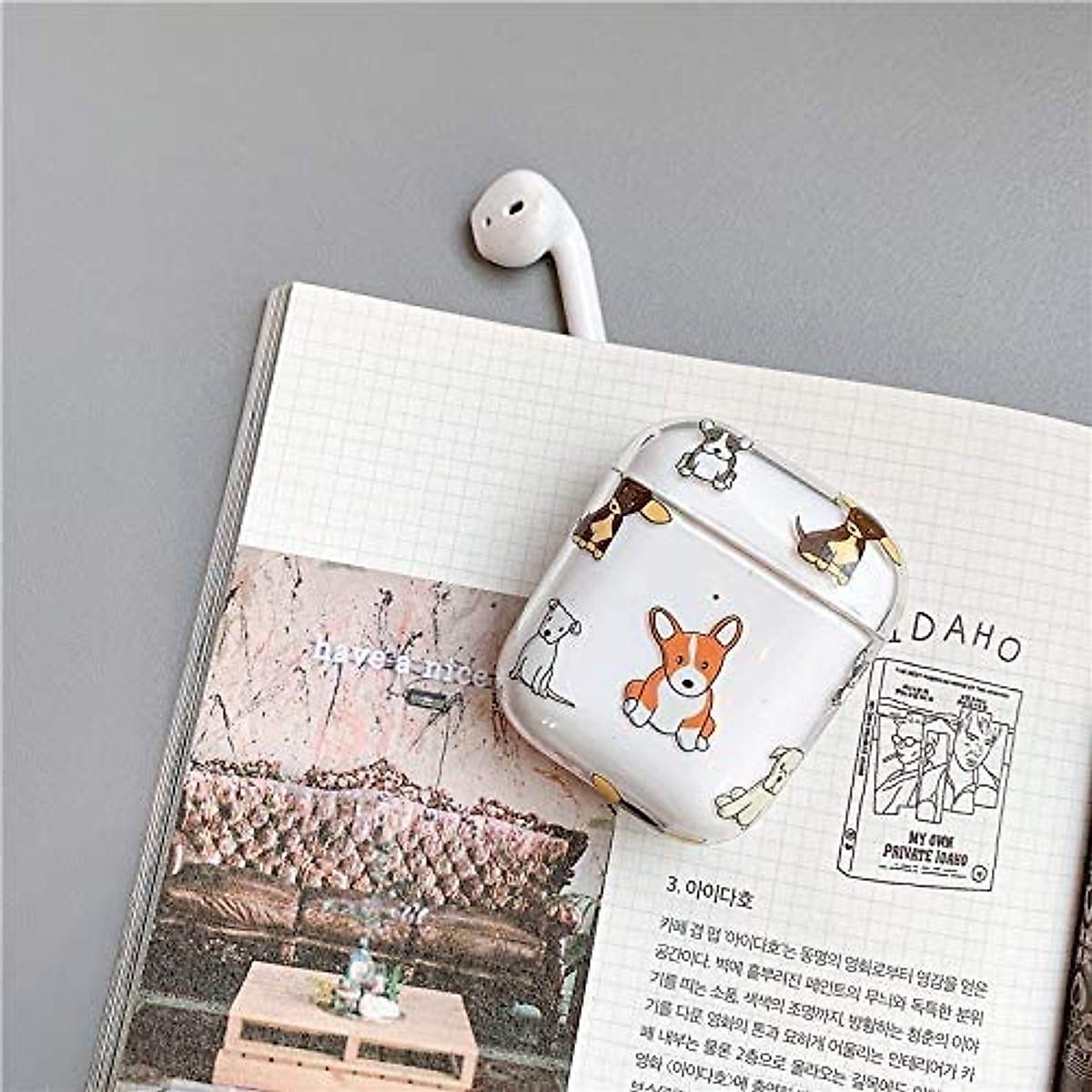 Airpods Case, NIFENY Cute Clear Airpod Case Cover Hard Airpods Accessories Protective Case Portable & Shockproof for Women Girls Compatible with AirPods 2 & 1 Charging Case. (Dogs)