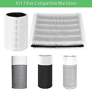 Laukowind Replacement Filters for Blueair Blue Pure 411 411+ Auto Mini - HEPA Parts with Silent Activated Carbon, Fit for Cleaner Pet Filter - 2 Pack