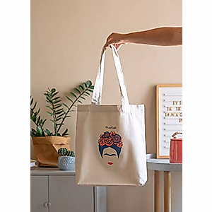 Official Frida Kahlo Cotton Tote Bag - Cotton Shopping Bag - 14x15x4 inches | 37x39x10 cm - Canvas Bag - Cotton Bag - Gift Bag - Eco Friendly Gifts - Cute Tote Bag