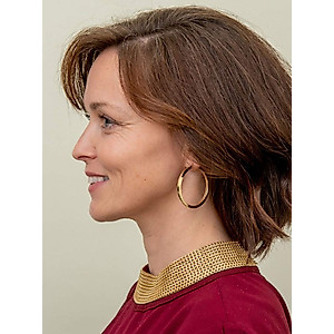 Large 14k Yellow Gold Square-Tubed Hoop Earrings (3mm Thick), (45mm)