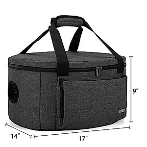 Luxja Insulated Slow Cooker Bag (with a Bottom Pad and Lid Fasten Straps), Slow Cooker Carrier Fits for Most 6-8 Quart Oval Slow Cooker, Black