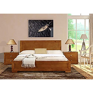 Camden Isle Oxford Platform Bed Frame | Modern Low-Profile Bed with Full Slat Support System – No Box Spring Needed, Easy Assembly | Oak, Queen