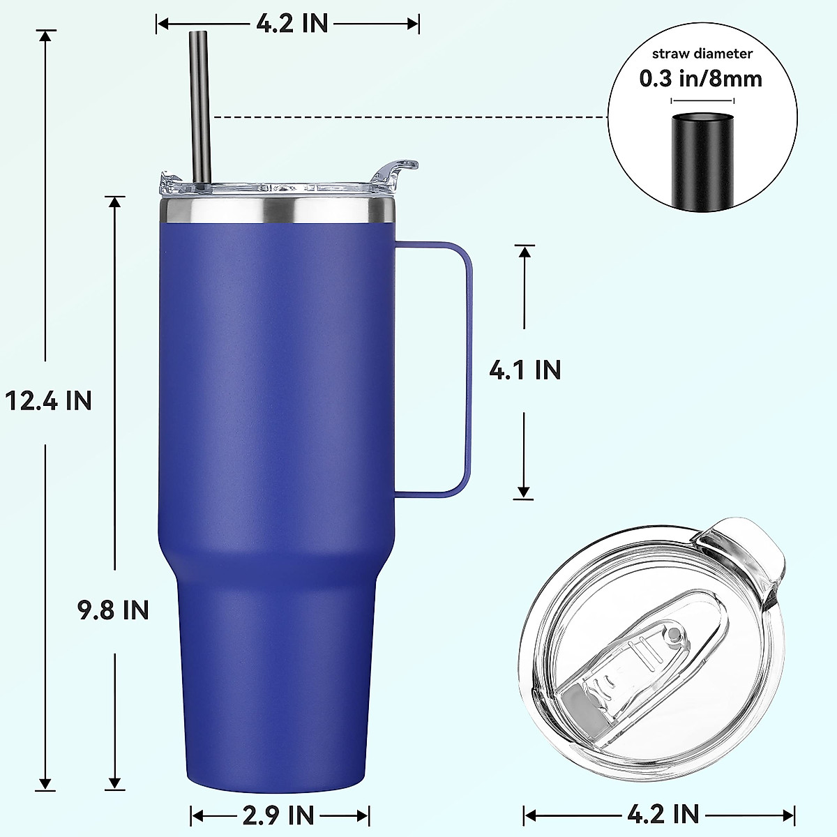 HASLE OUTFITTERS 40 oz Stainless Steel Tumbler with Handle, Vacuum Insulated Tumblers Bulk, Reusable Double Wall Travel Coffee Mug, Durable Powder Coated Water Bottle(Dark Blue, 1)