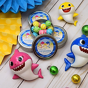 Little Shark Baby Aquatic Themed Birthday Thank You Sticker Labels for Kids, 40 2" Party Circle Stickers by AmandaCreation, Great for Party Favors, Envelope Seals & Goodie Bags