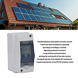 DC Disconnect Switch 1000V 40A Solar PV DC IP65 Distribution Box Isolation Switch Photovoltaic Solar Panel Grid Connected System Transparent Cover Miniature Circuit Breaker MCB