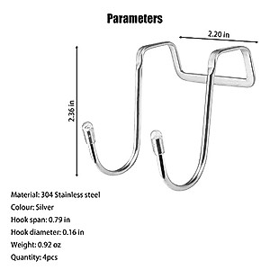 Stainless Steel Drawer Hook,Multipurpose Cabinet Door Hanger,Double Conjoined Organizer Tool,Bathroom/Kitchen/Closet/Laundry/Fence Gadget,Heavy Duty/No Drilling/Strong Bearing/Silver(4pcs)