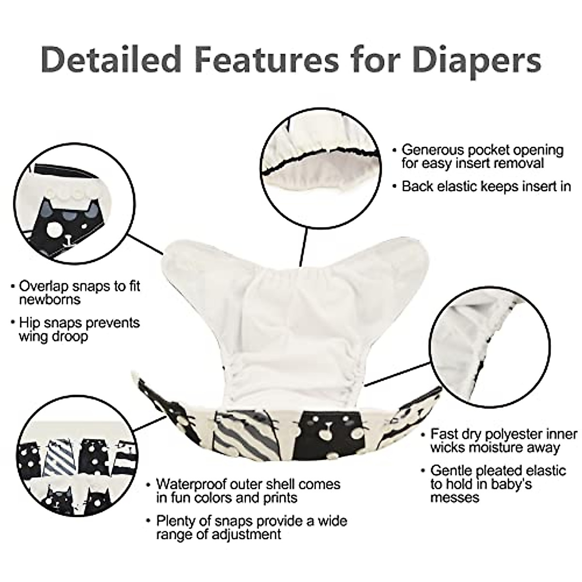 babygoal Reusable Cloth Diapers for Baby Girls, One Size Adjustable Washable Pocket Nappy Covers 6 Pack+ 6pcs Microfiber Inserts+4pcs Bamboo Inserts 6FG27
