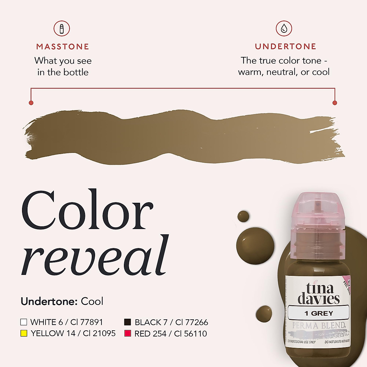 Tina Davies Professional X Perma Blend Brow Pigment - Permanent Eyebrow Makeup - Colours Heal True to Tone - High Retention - Grey, 1/2oz