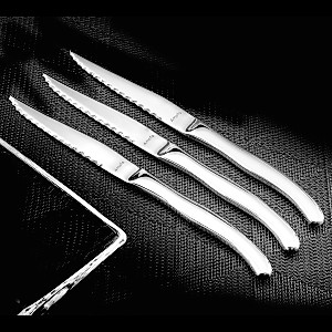 Amefa 6-Piece Virgule Mirror Steak Knife Set, Silver