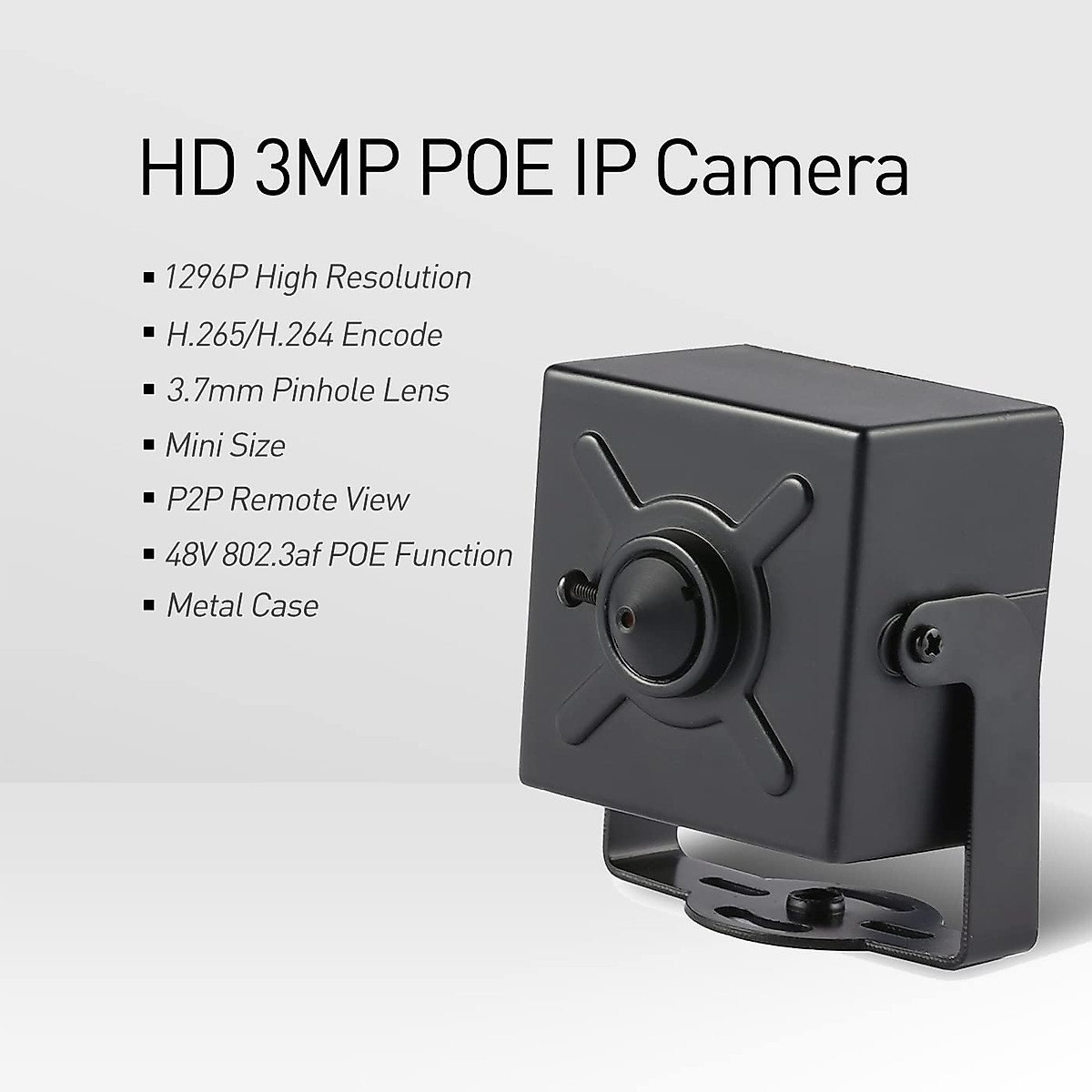 Revotech HD 3MP Mini Security POE IP Camera, 3.7 mm Pinhole Small Indoor Camera P2P Remote View CCTV Video Camera H.265(I706-2-P Black)