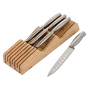 Ozeri 8-Piece Stainless Steel Knife Set, with Japanese Stainless Steel Slotted Blades,Silver