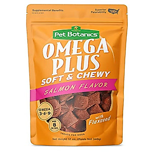 Pet Botanics 12 oz. Pouch Omega Plus, Soft & Chewy, Salmon Flavor, with 500 Treats Per Bag, The Choice of Top Trainers