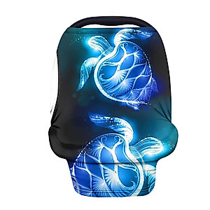 Dolyues Sea Turtle Stretchy Baby Carseat Cover Multi-use for Baby Carseat & Nursing/Versatile Breastfeeding Scarf & Stroller & Feeding high Chair Cover for Baby Girls