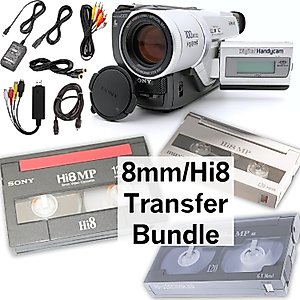 Tech Collector 8mm, Digital8, and Hi8 to Digital Converter Bundle for Digitizing 8mm Tapes, Includes Camcorder and Blank Tape