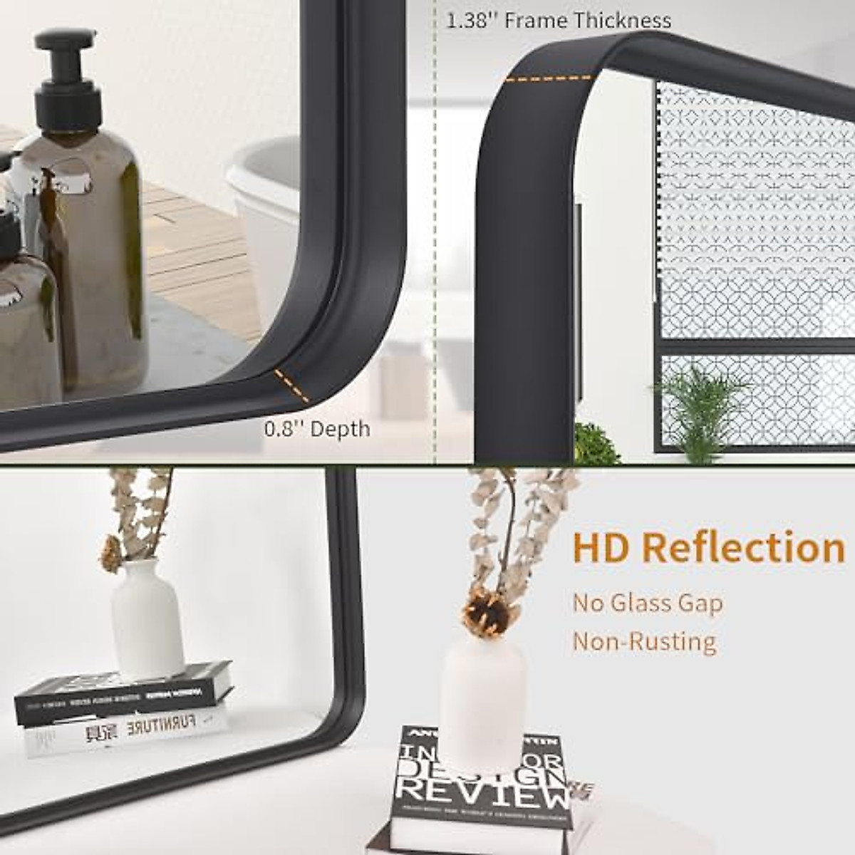 VooBang Full Length Mirror Deep Framed 21x64 Inch Floor Stand, Leaning or Dressing Modern Sleek and Chic Design Ideal for Bedroom, Closet, or Entryway Black