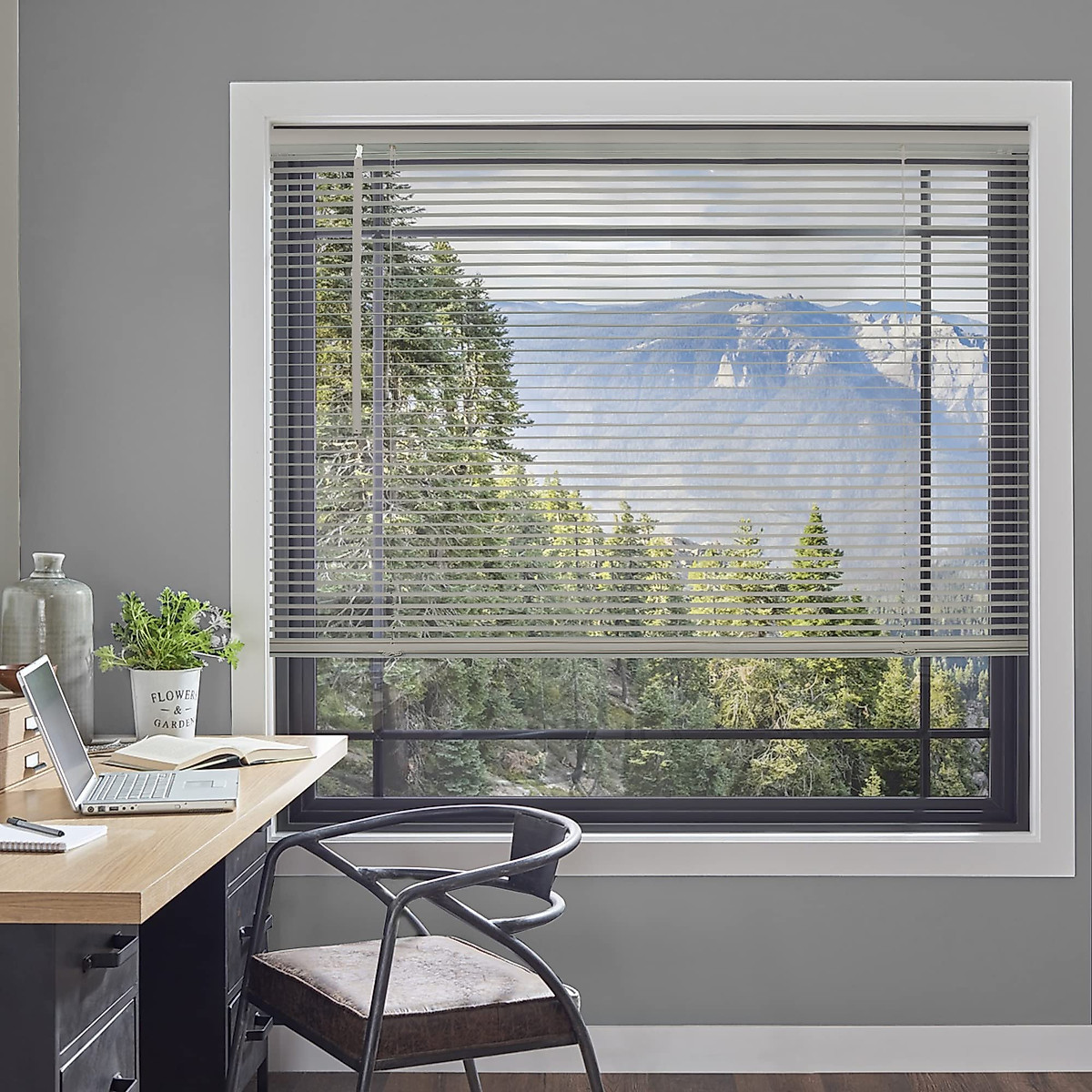 CHICOLOGY Blinds for Windows , Mini Blinds , Window Blinds , Door Blinds , Blinds & Shades , Camper Blinds , Mini Blinds for Windows , Horizontal Window Blinds , Gloss Gray, 48"W X 48"H