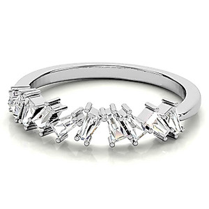 Excellent Baguette Brilliant Cut 0.48 Carat, Moissanite Diamond Promise Band, Prong Set, Eternity Sterling Silver Band, Valentine's Day Jewelry Gifts, Customized Band (5)